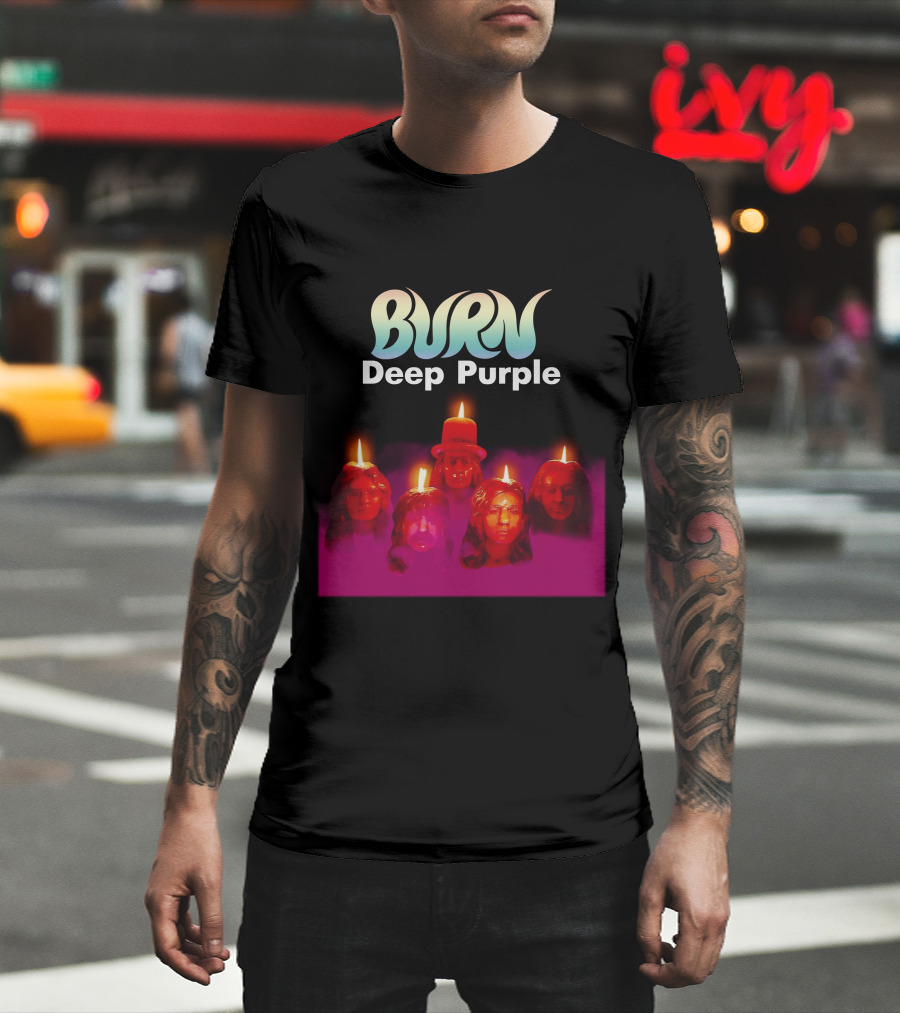 Burn Deep Purple Candle Faces T-Shirt