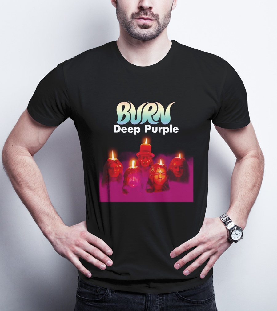 Burn Deep Purple Candle Faces T-Shirt