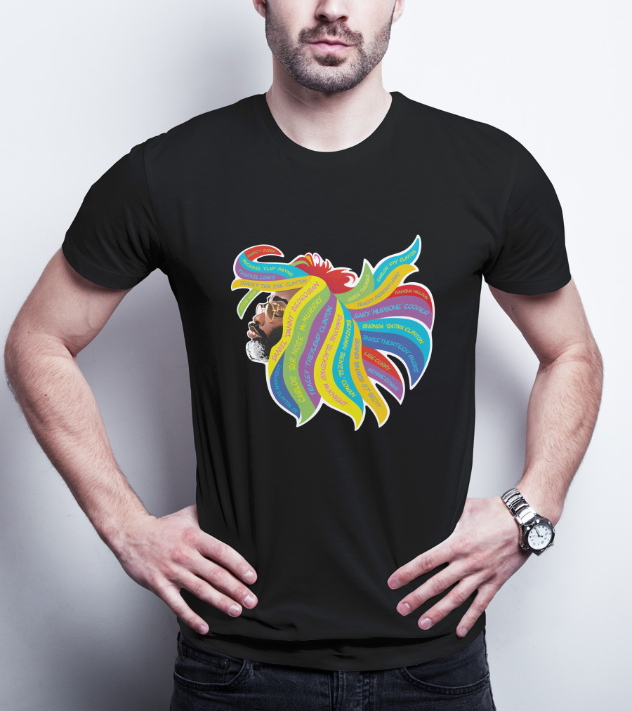 Psychedelic Funk Portrait With Bootsy Collins Dr. Funkenstein References In Vibrant Afro  Colors T-Shirt
