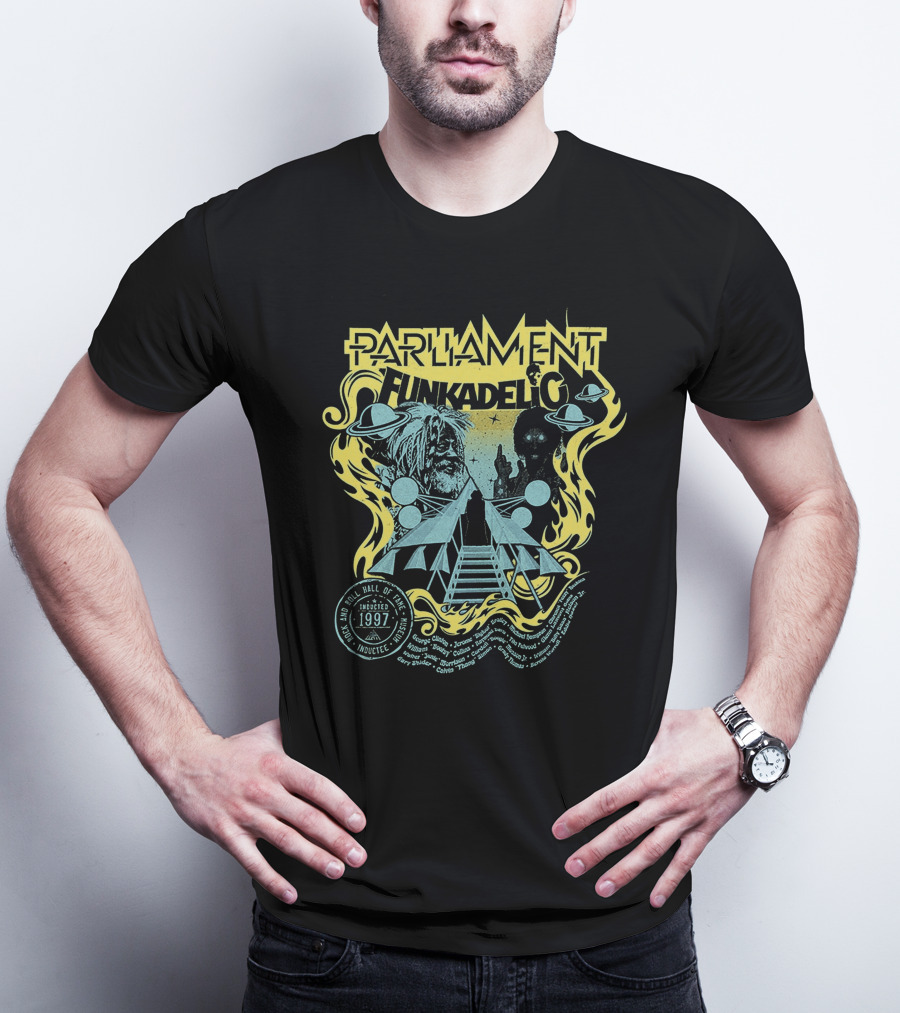 Parliament Funkadelic Rock And Roll Hall Of Fame Inductee 1997 Space Themed T-Shirt