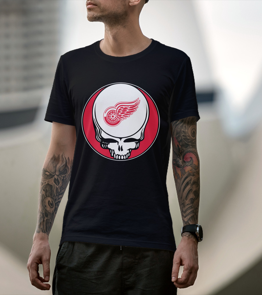 Detroit Red Wings Grateful Dead Skull T-Shirt