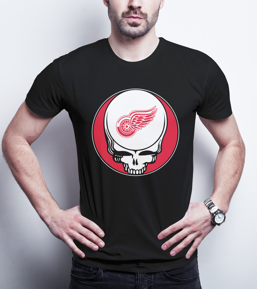 Detroit Red Wings Grateful Dead Skull T-Shirt