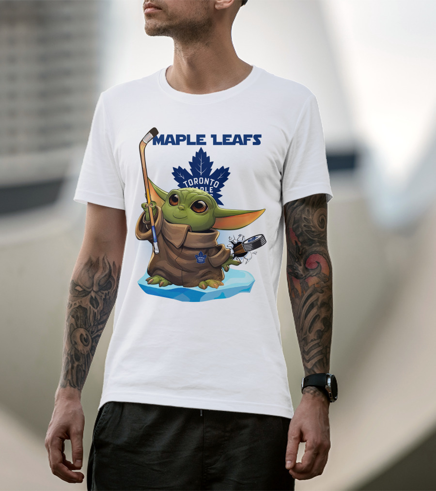 Baby Yoda Toronto Maple Leafs Hockey Fan T-Shirt