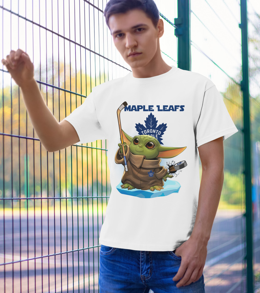 Baby Yoda Toronto Maple Leafs Hockey Fan T-Shirt