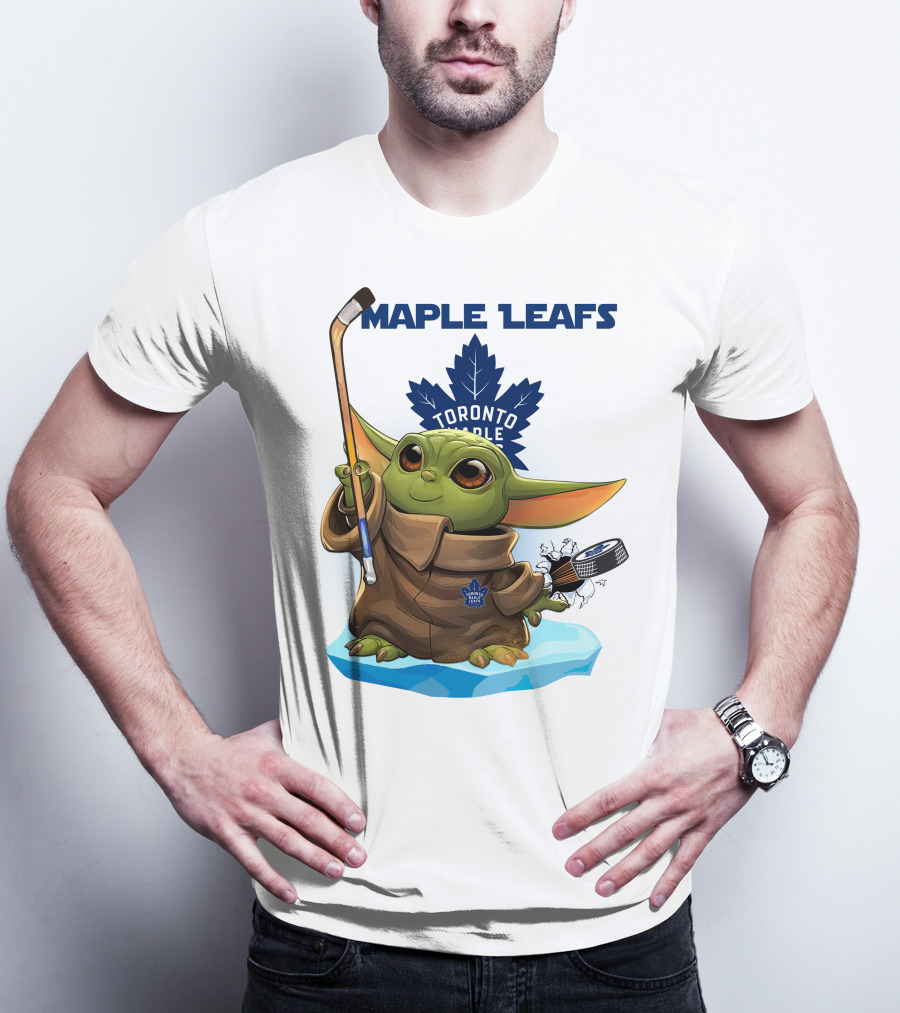 Baby Yoda Toronto Maple Leafs Hockey Fan T-Shirt