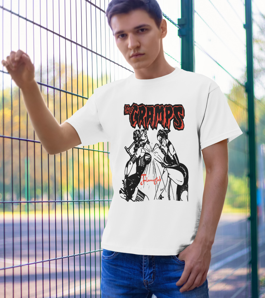 The Cramps Flamejob Artwork Kneeling Figures T-Shirt