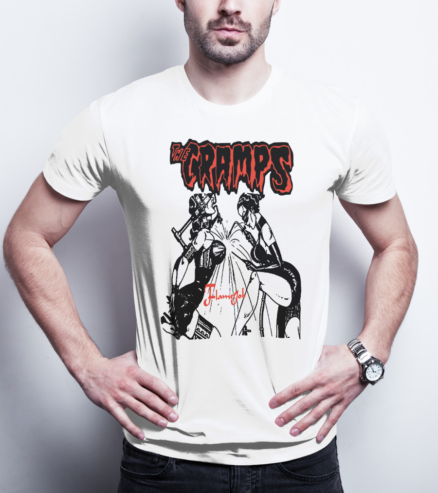 The Cramps Flamejob Artwork Kneeling Figures T-Shirt