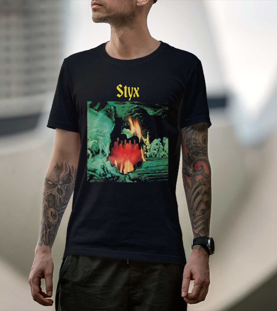 Styx Gothic Fantasy Art With Fire And Figures T-Shirt