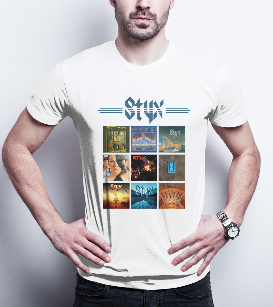 Styx Album Covers Compilation Featuring Iconic Band Art T-Shirt