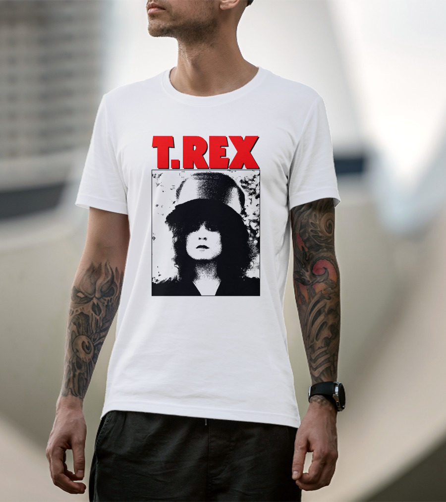 T. Rex Iconic Red Text With Black And White T-Shirt