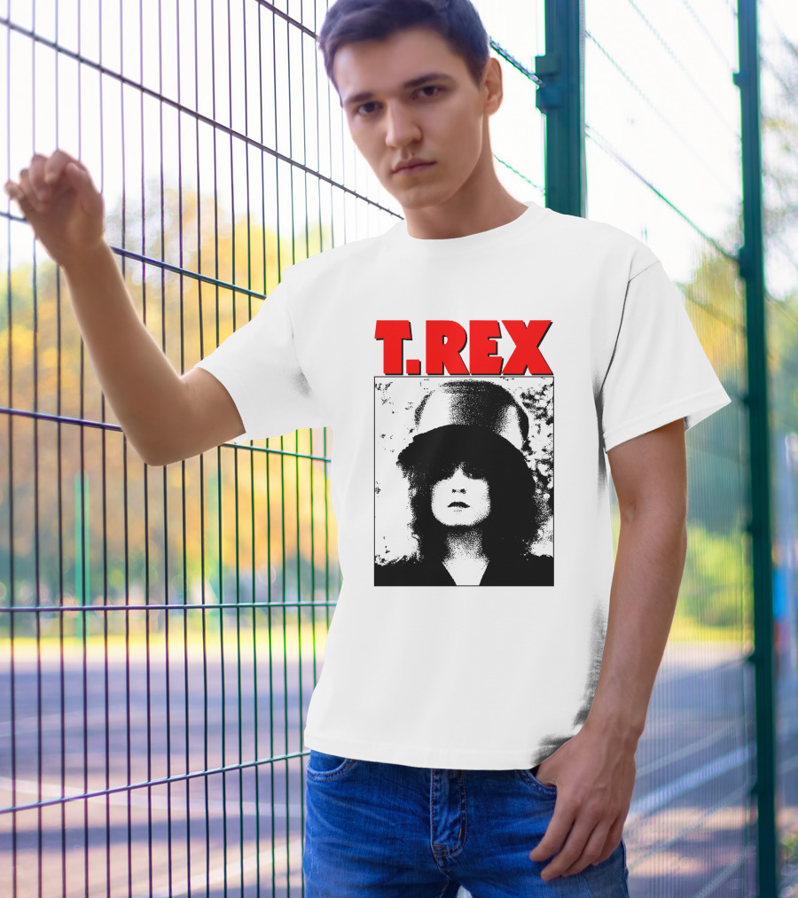 T. Rex Iconic Red Text With Black And White T-Shirt