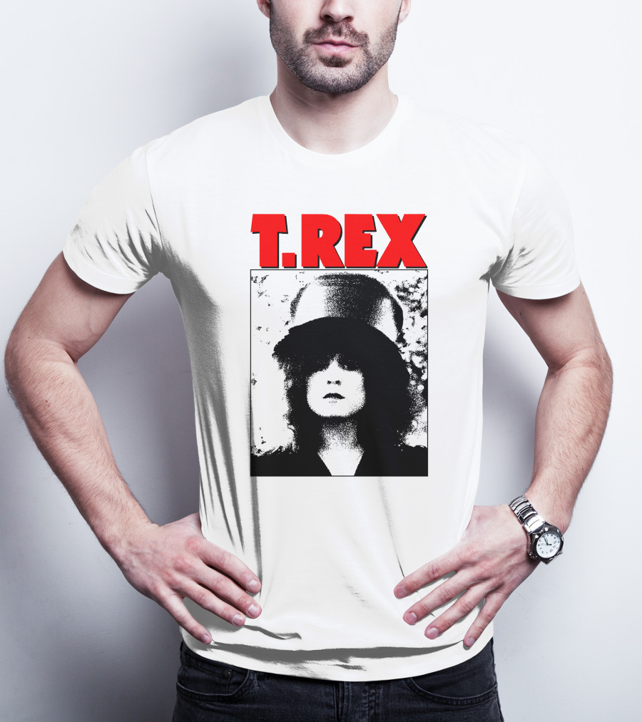 T. Rex Iconic Red Text With Black And White T-Shirt