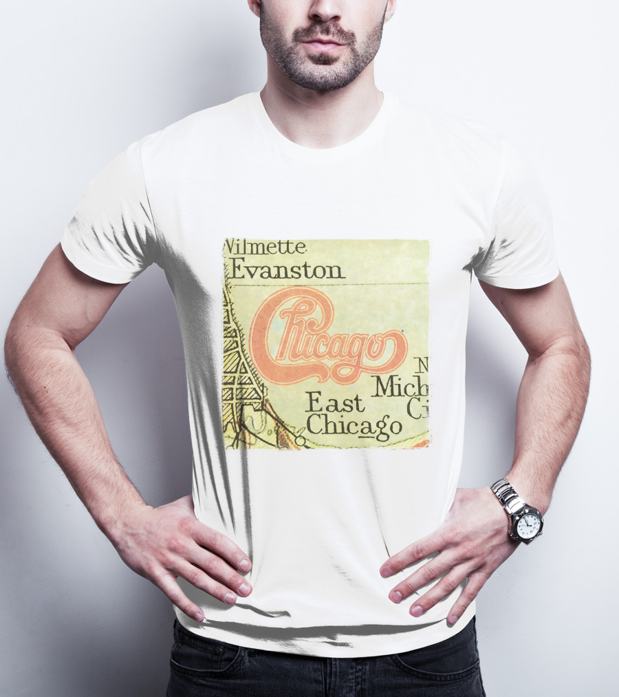 Chicago Map With Wilmette Evanston East Chicago T-Shirt