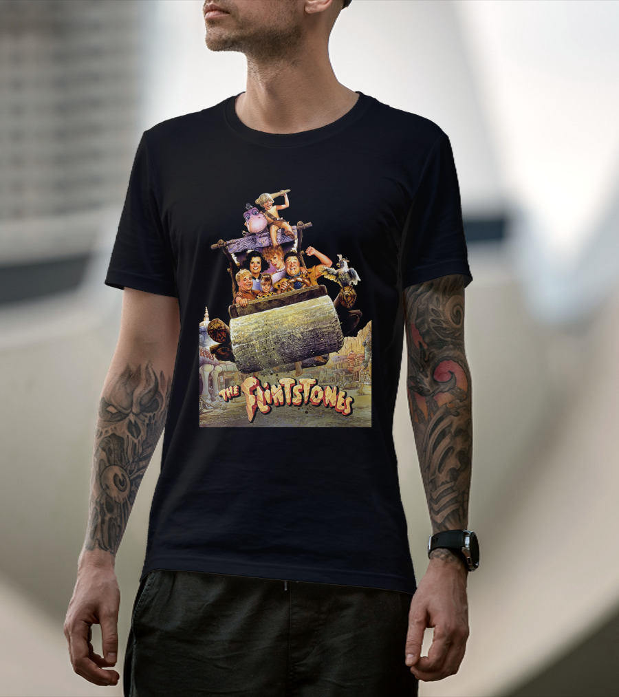 The Flintstones Movie Iconic Car Scene With Fred Wilma And Friends T-Shirt