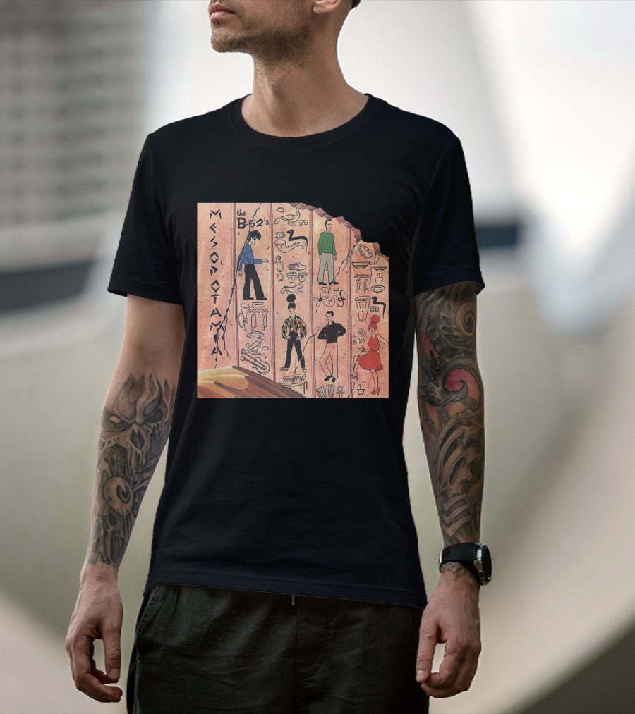 The B-52'S Mesopotamia Album Art With Band Members And Hieroglyphics T-Shirt