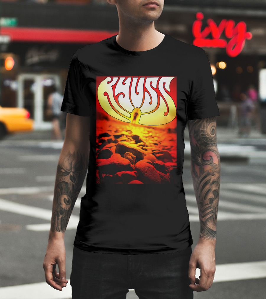 Kyuss Rock Band Logo With Sunset And Stones T-Shirt