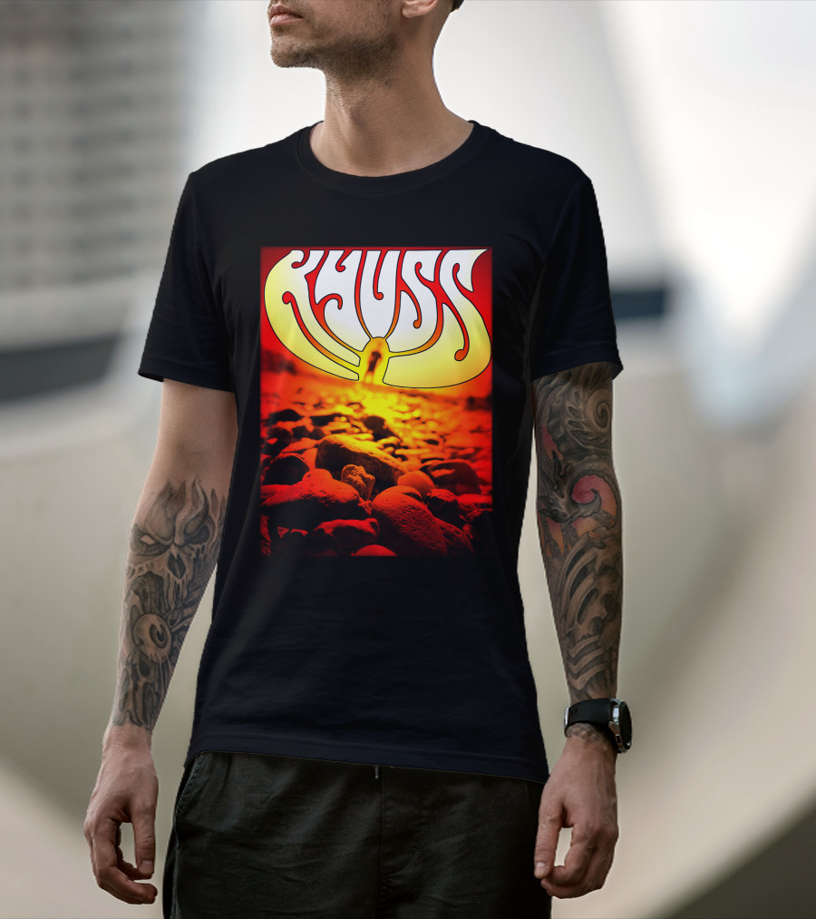 Kyuss Rock Band Logo With Sunset And Stones T-Shirt