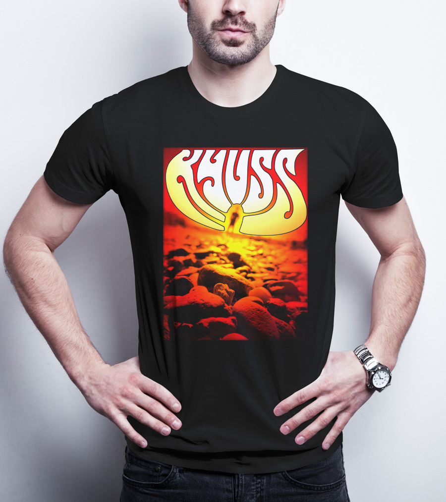 Kyuss Rock Band Logo With Sunset And Stones T-Shirt