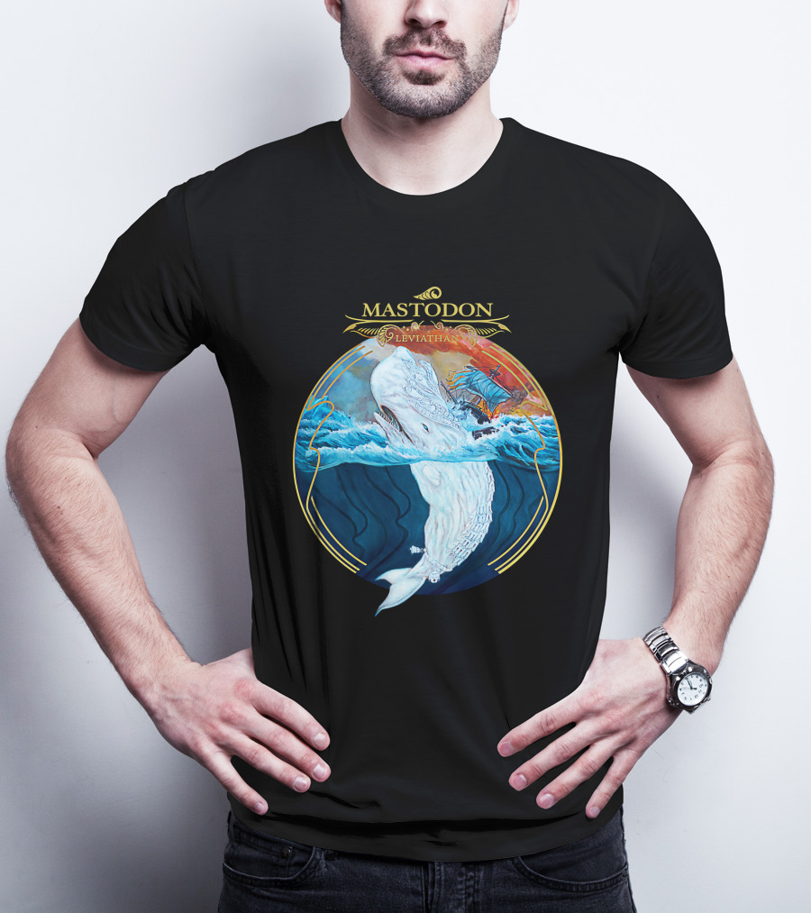 Mastodon Leviathan Moby Dick Whale Sea Battle T-Shirt