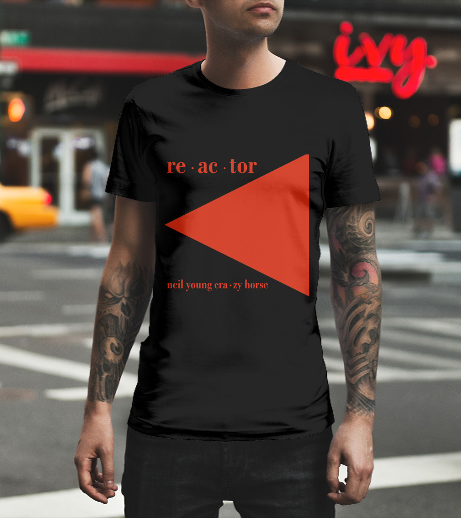 Reactor Neil Young Crazy Horse Red Triangle On Black T-Shirt