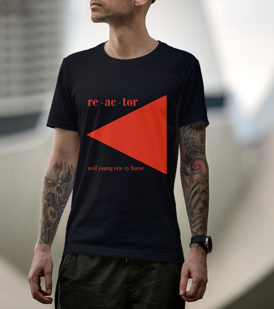 Reactor Neil Young Crazy Horse Red Triangle On Black T-Shirt