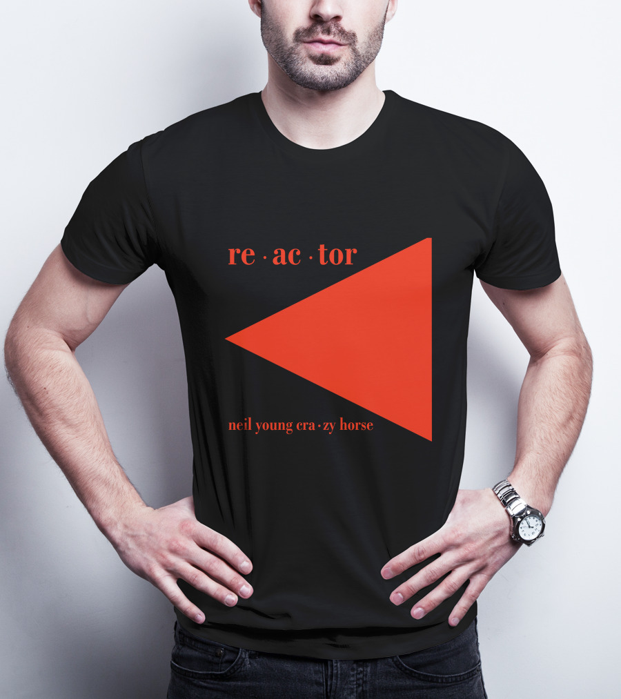 Reactor Neil Young Crazy Horse Red Triangle On Black T-Shirt