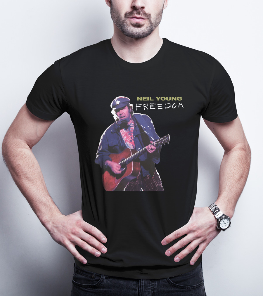 Neil Young Freedom Album Artwork Iconic Musician Performance T-Shirt