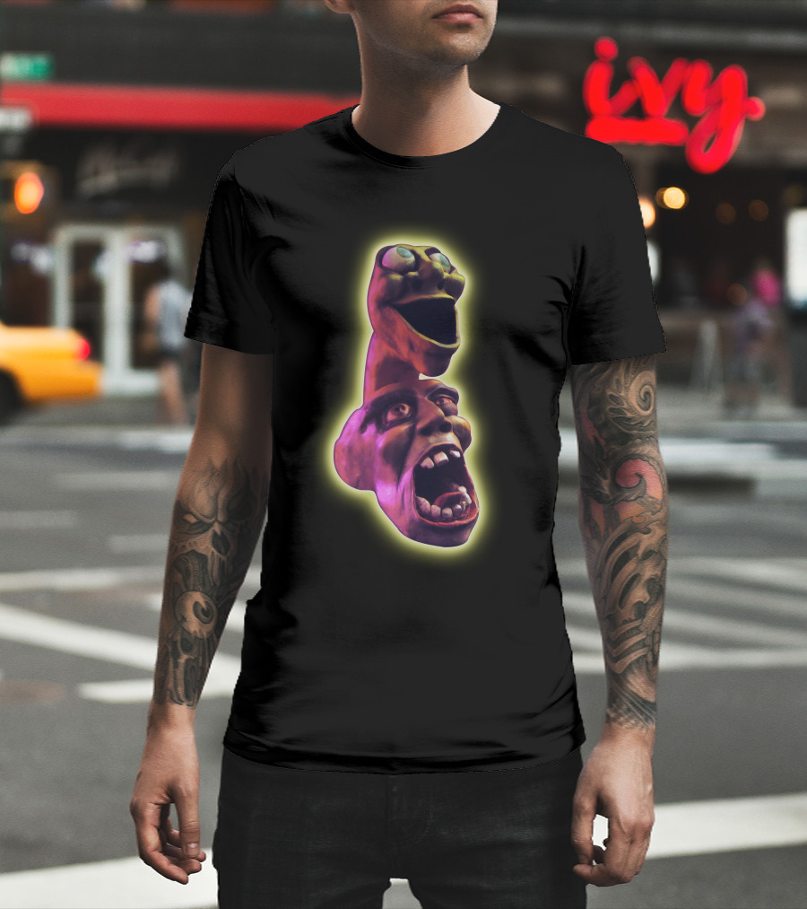 Distorted Screaming Faces Neon Glow T-Shirt