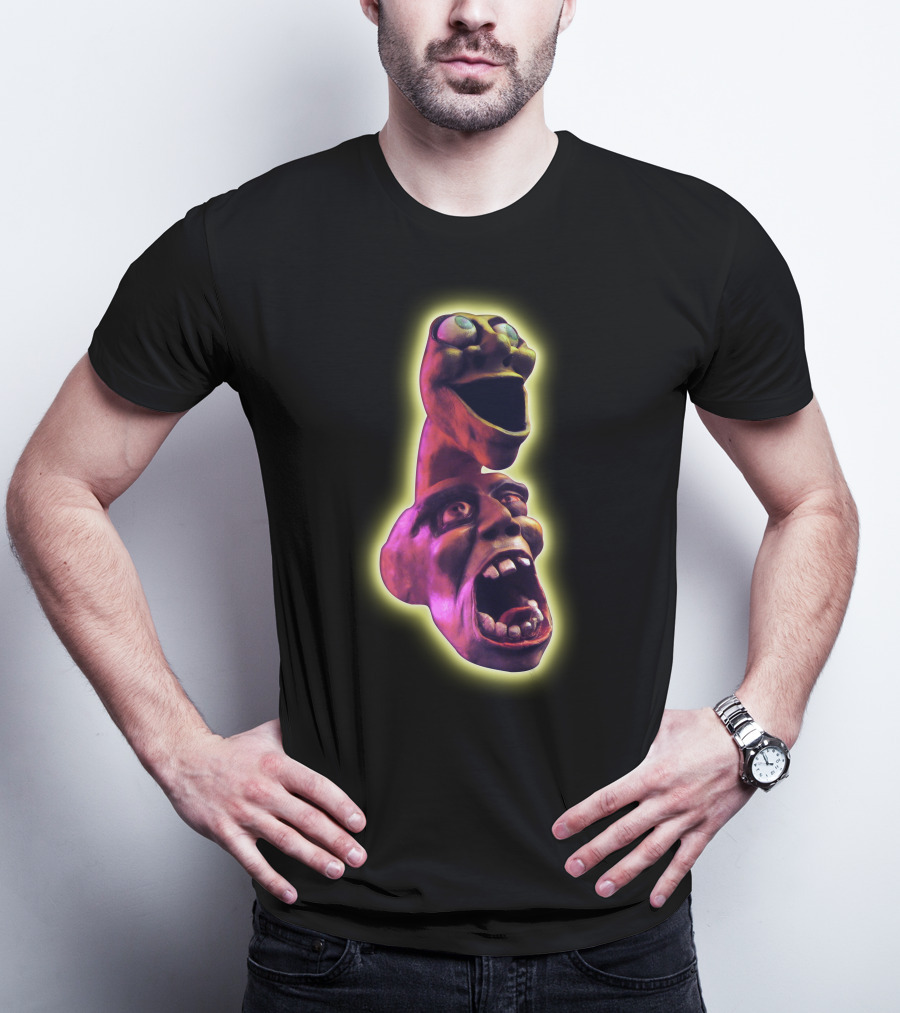 Distorted Screaming Faces Neon Glow T-Shirt