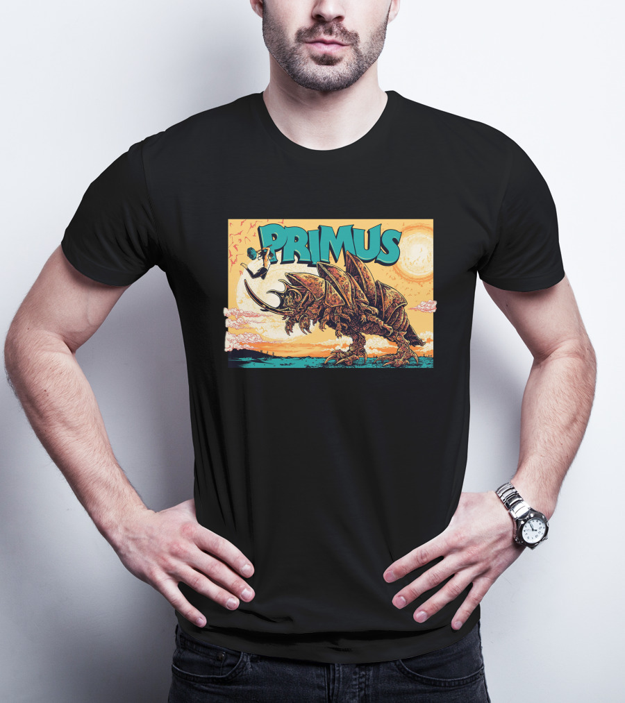 Primus Giant Insect Soldier With Suitcase Walking Into Sun T-Shirt