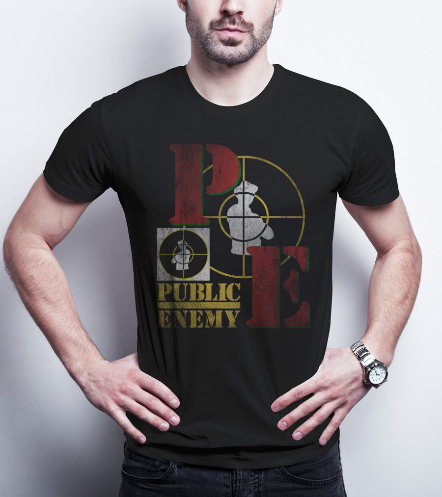 Public Enemy Logo With Target Symbol And Silhouette T-Shirt