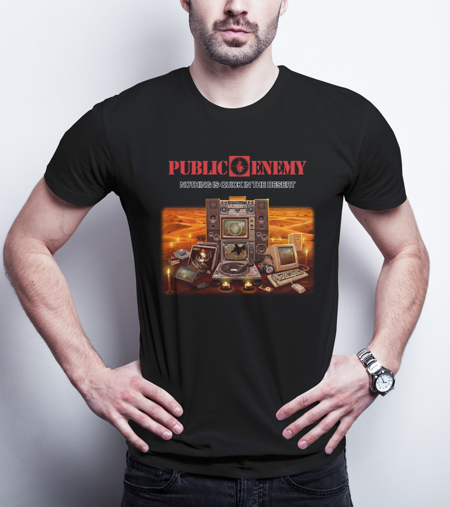 Public Enemy Nothing Is Quick In The Desert Vintage Electronics Desert Scene T-Shirt