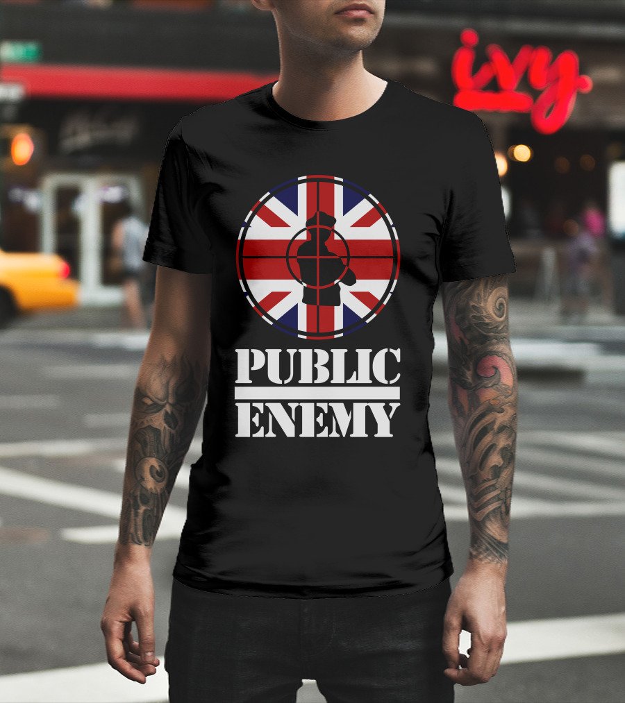Public Enemy Target Silhouette Uk Flag T-Shirt