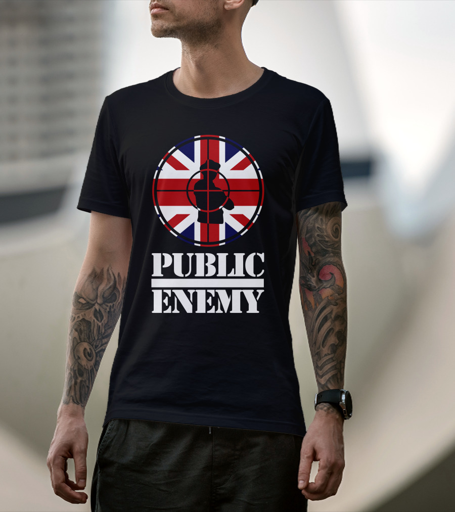 Public Enemy Target Silhouette Uk Flag T-Shirt