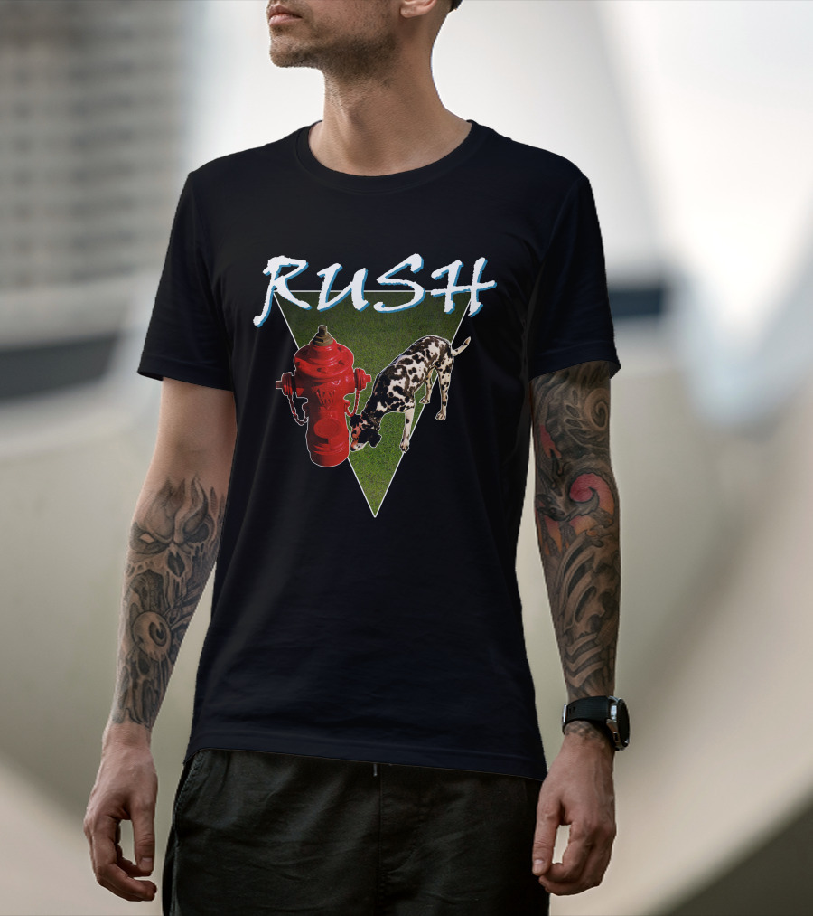 Rush Red Fire Hydrant Dalmatian Triangle T-Shirt