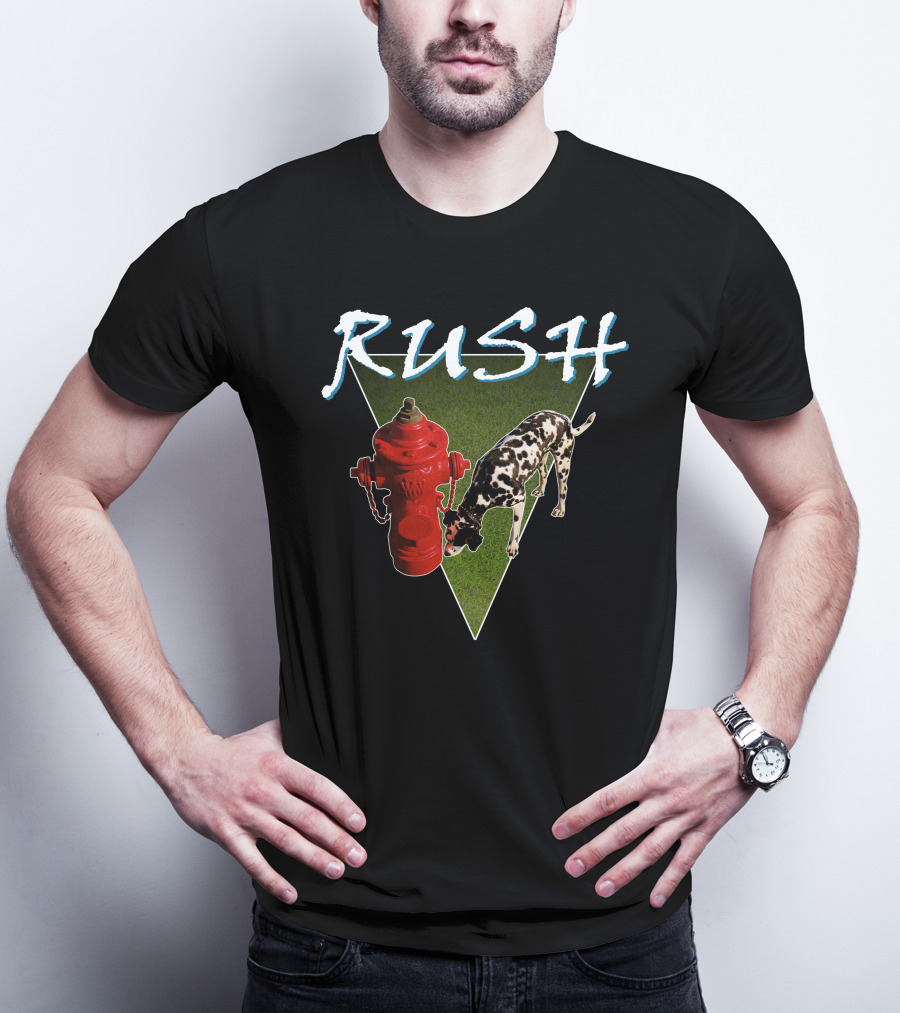 Rush Red Fire Hydrant Dalmatian Triangle T-Shirt