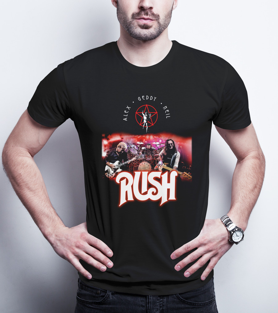Rush Alex Geddy Neil Live Performance Iconic Band T-Shirt