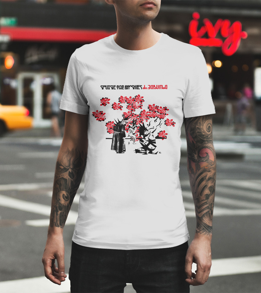 Siouxsie And The Banshees Downside Up Graphic With Floral And Figures T-Shirt