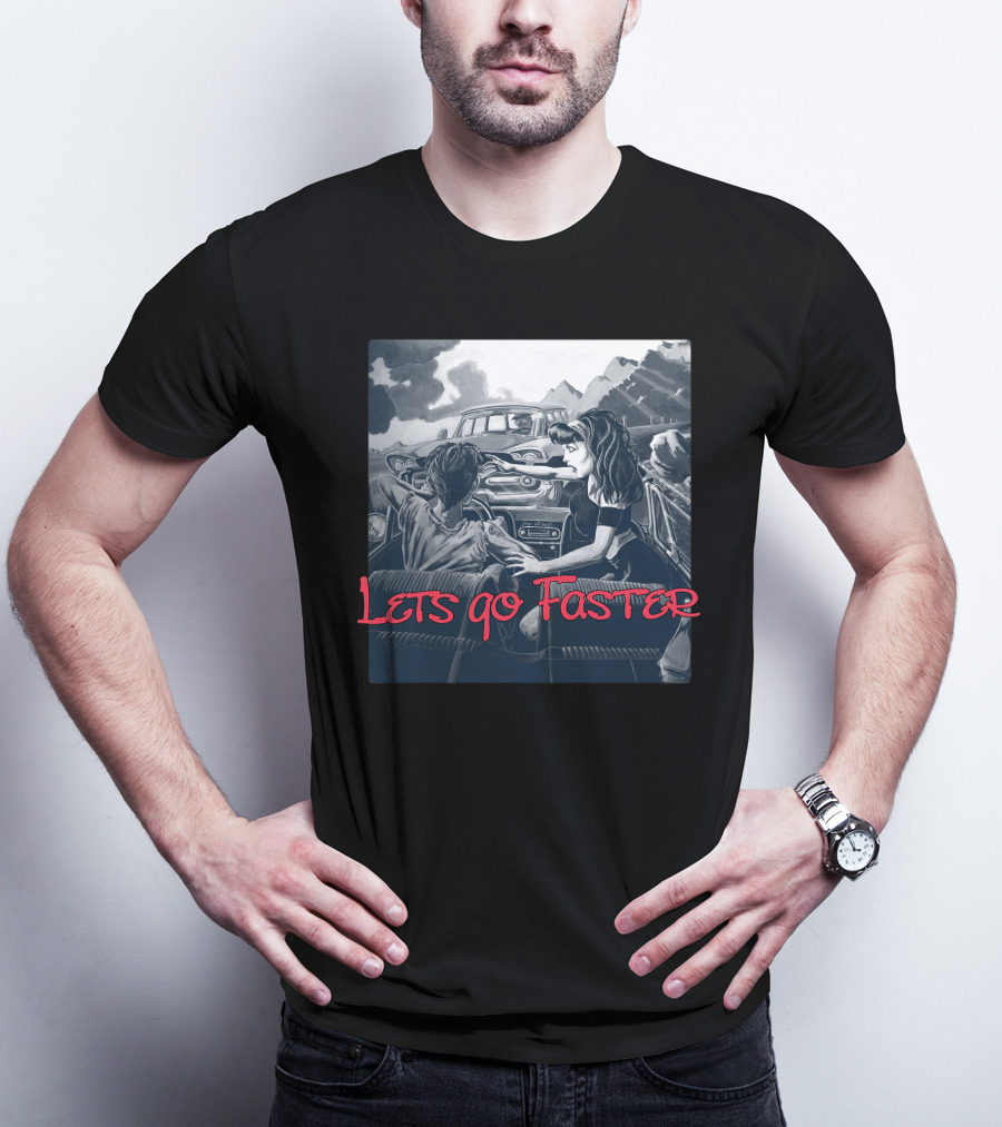 Lets Go Faster Vintage Car Scene T-Shirt