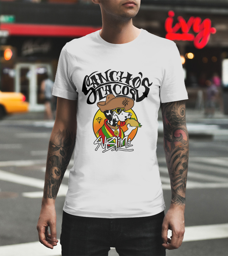 Sancho's Tacos Sublime Cow Eating Taco T-Shirt