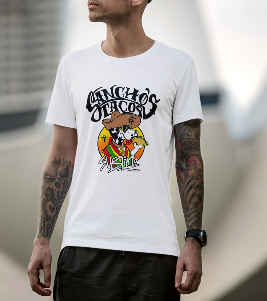 Sancho's Tacos Sublime Cow Eating Taco T-Shirt