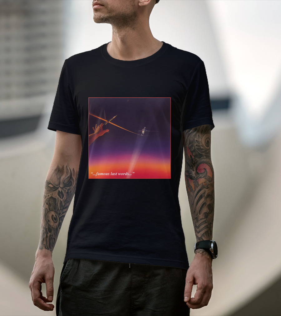 Famous Last Words Tightrope Walker And Scissors Tension T-Shirt