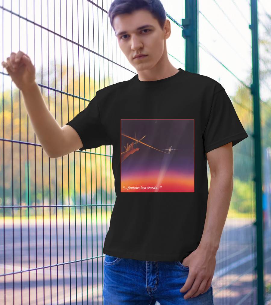 Famous Last Words Tightrope Walker And Scissors Tension T-Shirt