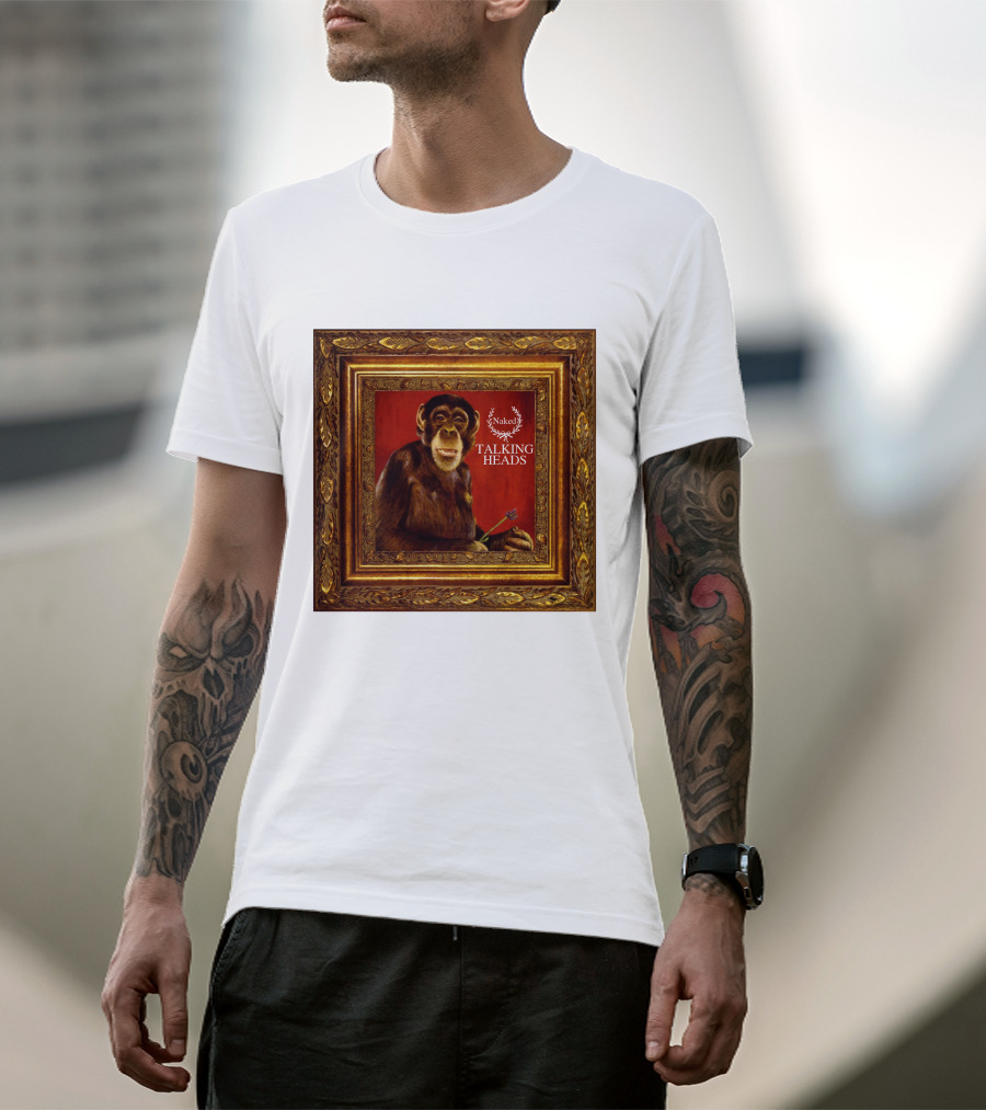 Naked Talking Heads  Chimpanzee Portrait With Crown Wreath Elements T-Shirt
