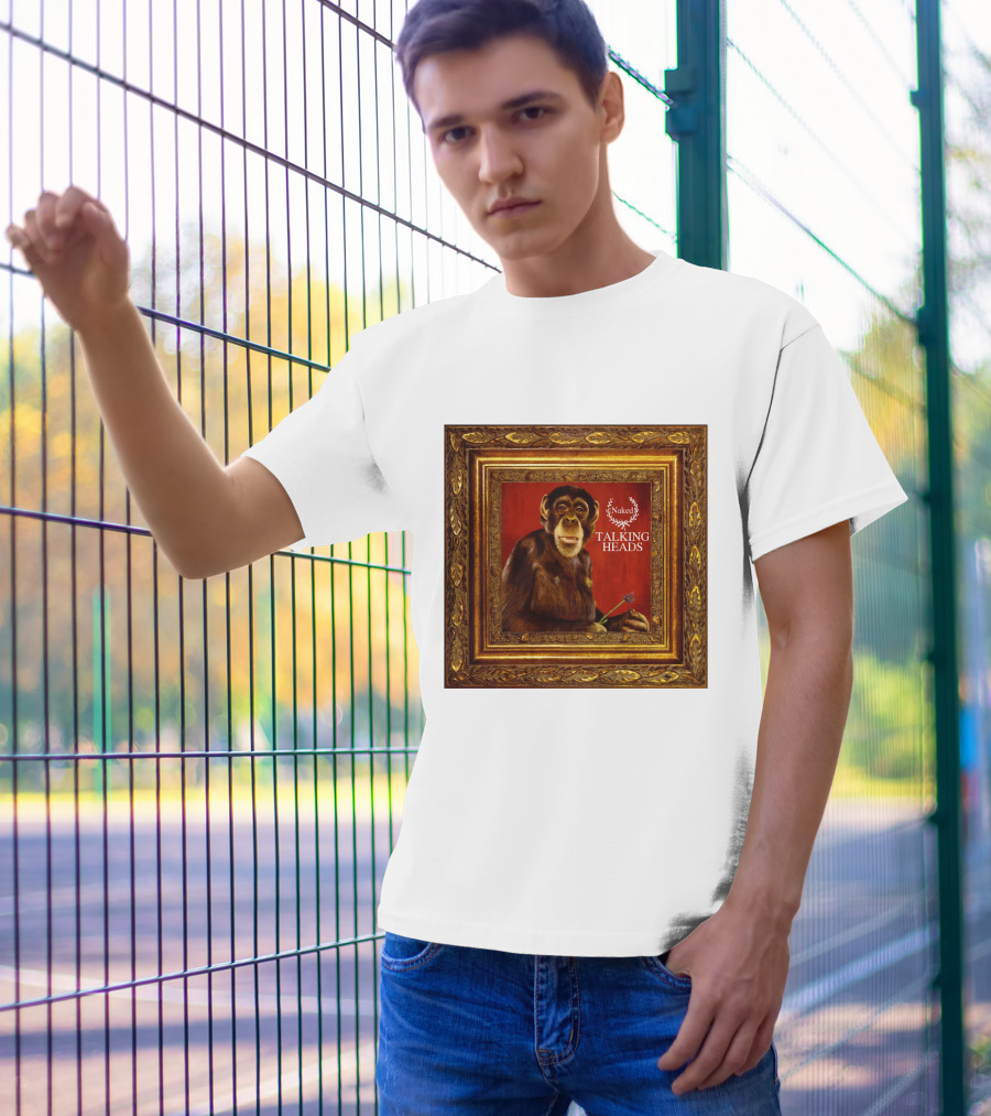 Naked Talking Heads  Chimpanzee Portrait With Crown Wreath Elements T-Shirt