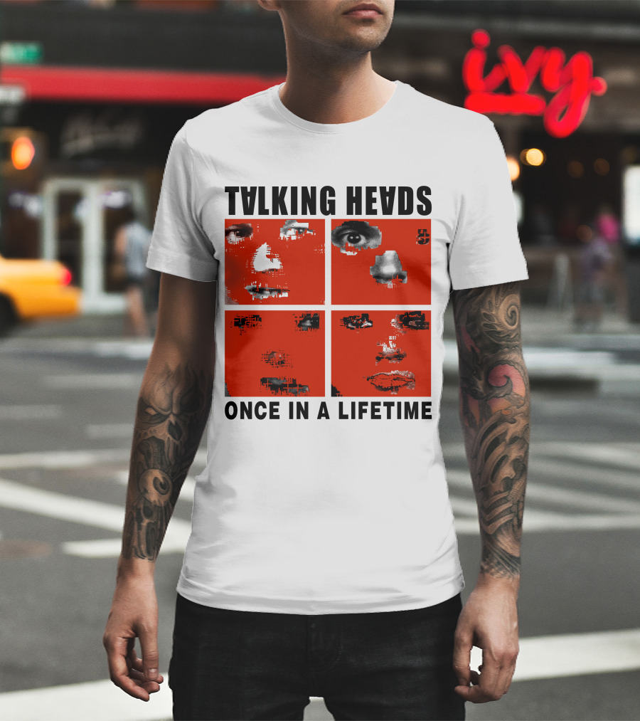 Talking Heads Once In A Lifetime Faces Red Squares T-Shirt