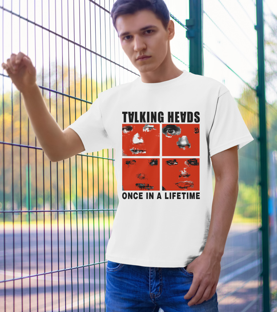 Talking Heads Once In A Lifetime Faces Red Squares T-Shirt
