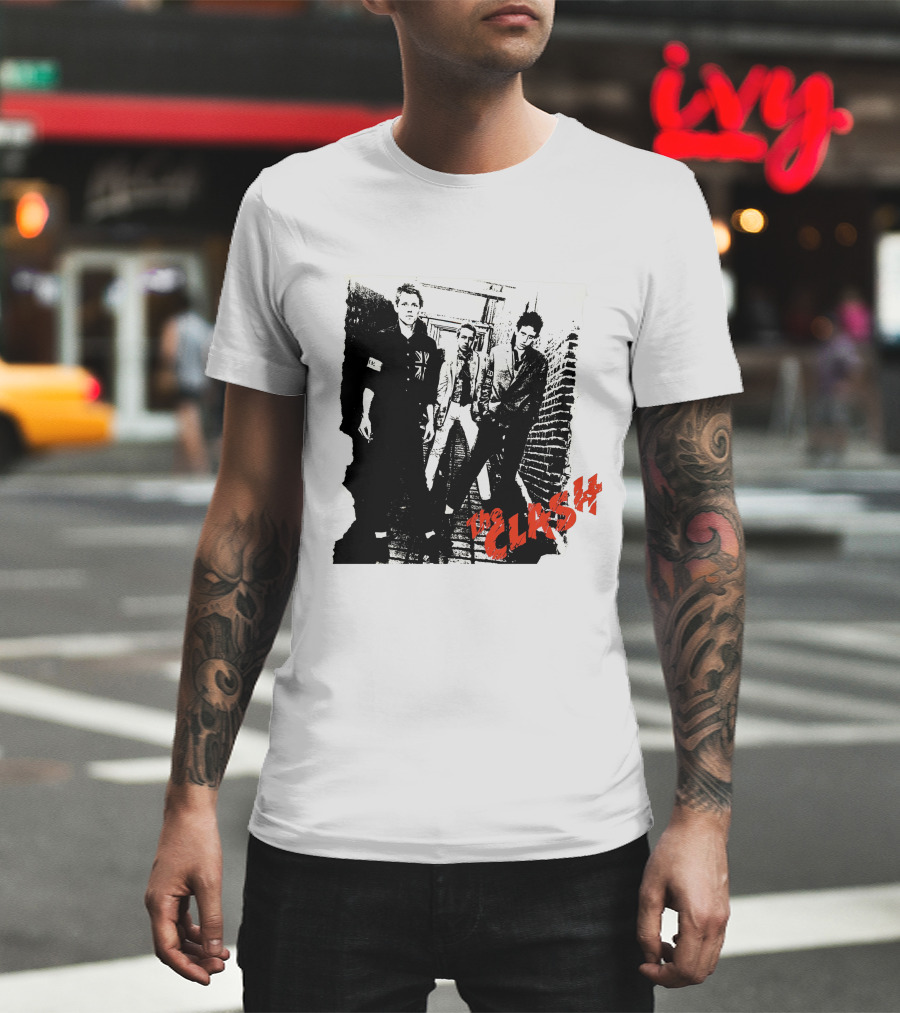 The Clash Punk Band Graphic With Union Jack Patch T-Shirt