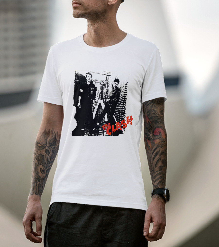The Clash Punk Band Graphic With Union Jack Patch T-Shirt