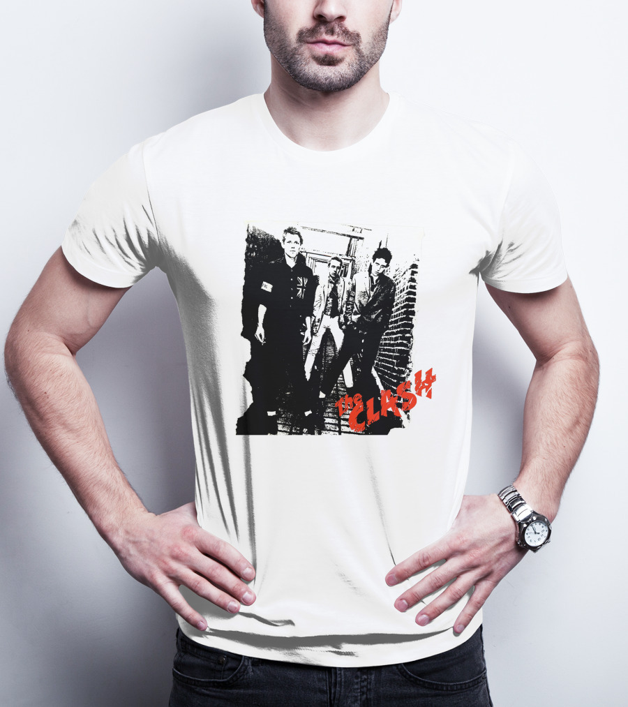 The Clash Punk Band Graphic With Union Jack Patch T-Shirt